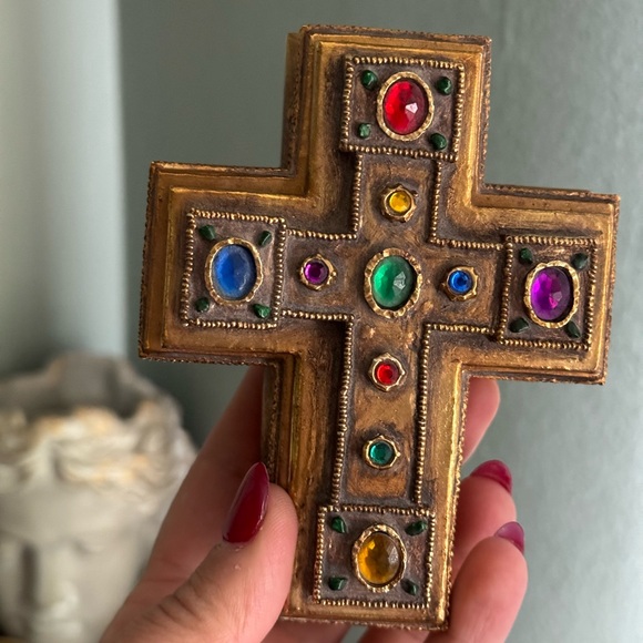Bejeweled vintage cross jewelry box